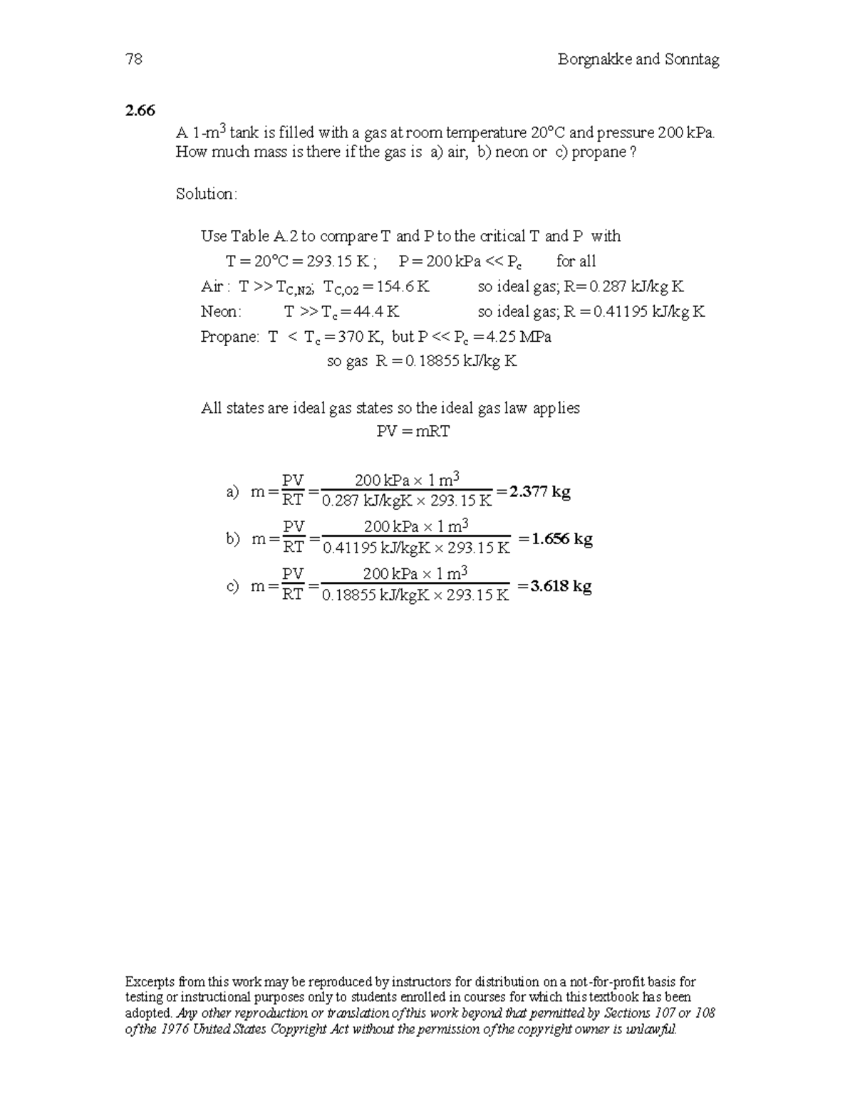 2013-Borgnakke-Fundamentals of Thermodynamics-2-66 Ideal Gas Mass ...