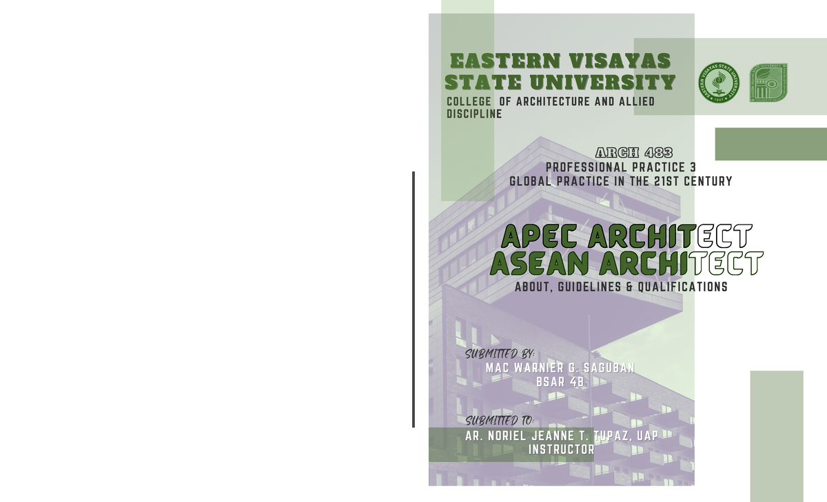 "ARCH 483 Final Exam: Guidelines & Framework of ASEAN-APEC Architect ...
