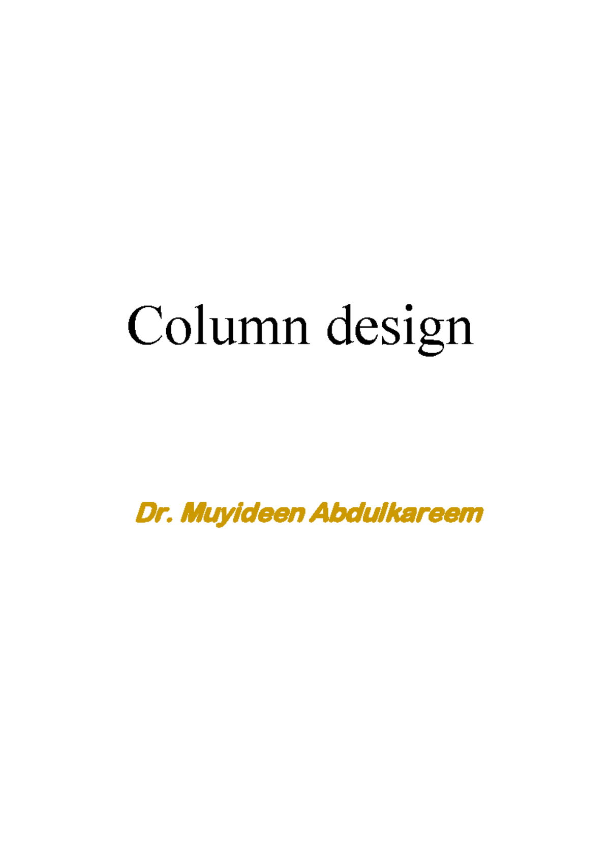 Column Design Overview: Types and Load Calculations - Studocu