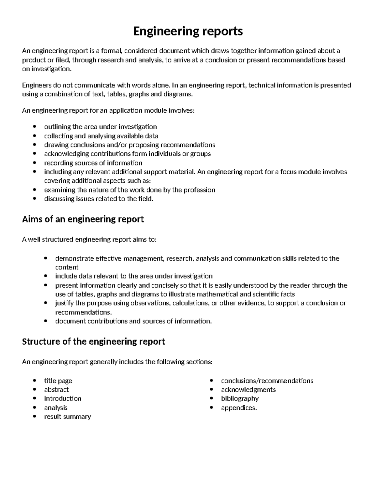 ENGR 101: Engineering Reports - Structure and Key Components Guide ...