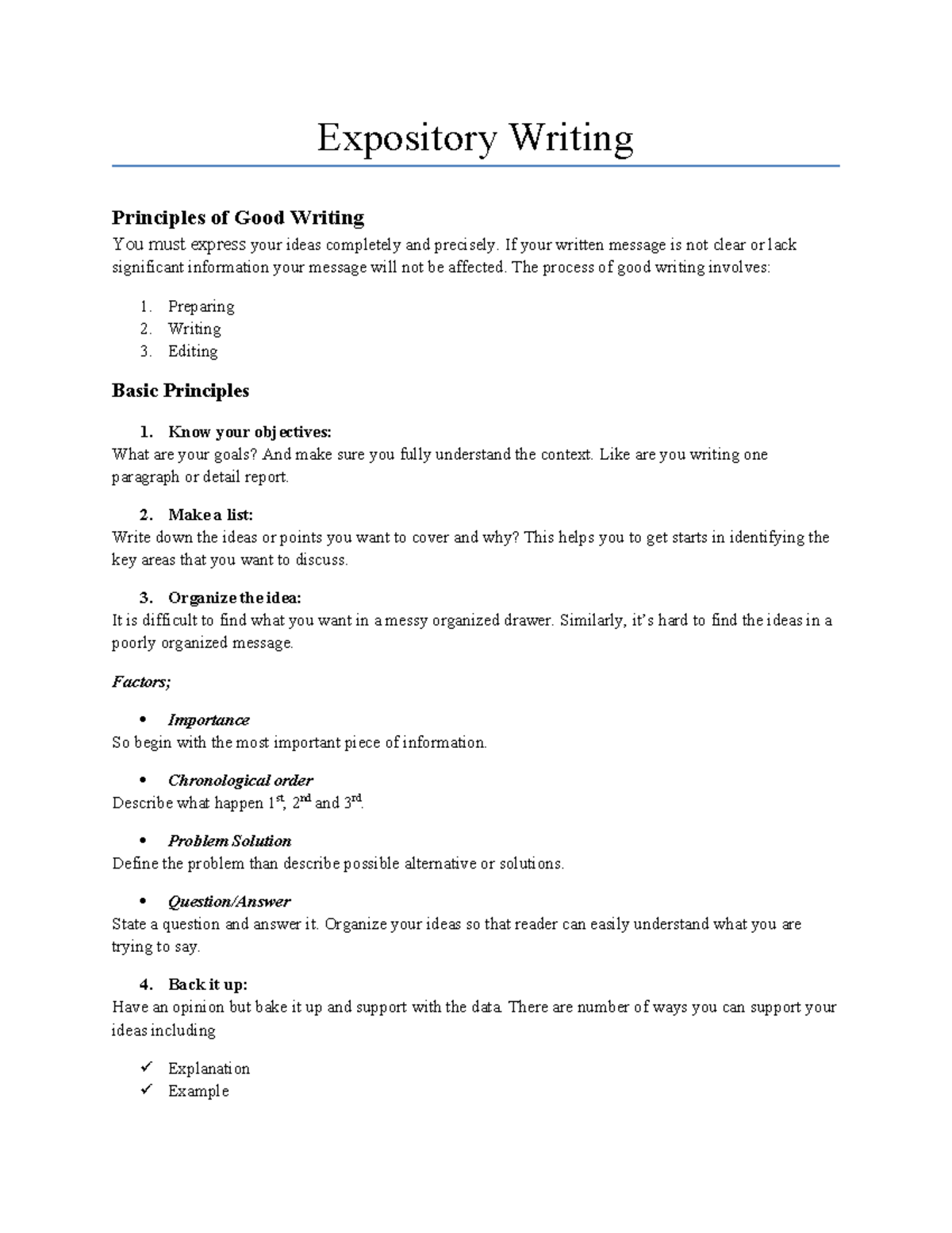 Expository Writing: Principles for Crafting Effective Paragraphs - Studocu