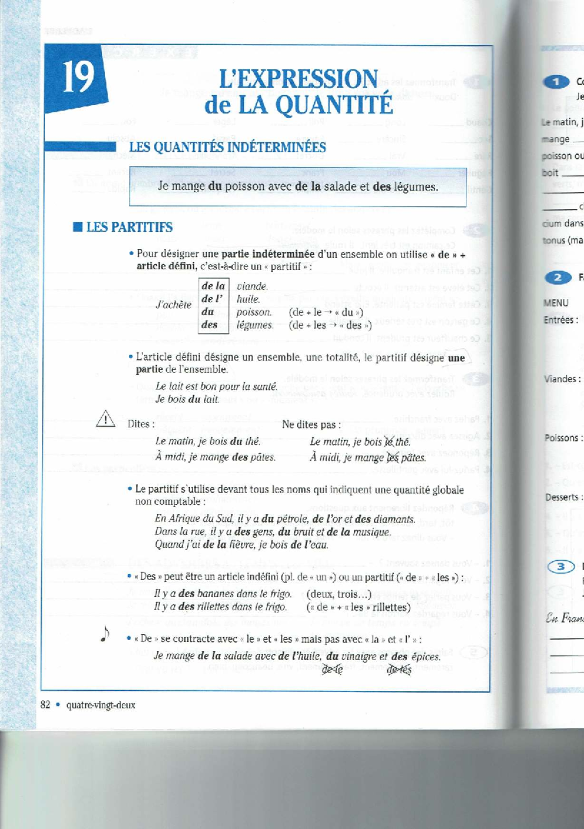 19 1 de LA QUANTITÉ: Grammaire et Exercices sur les Partitifs - Studocu