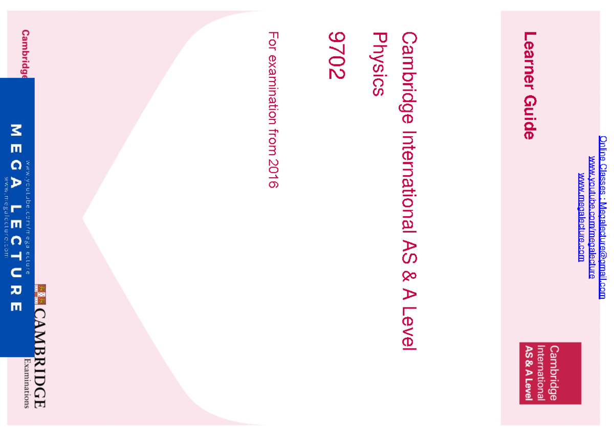 Cambridge International AS & A Level Physics 9702: Learner Guide - Studocu