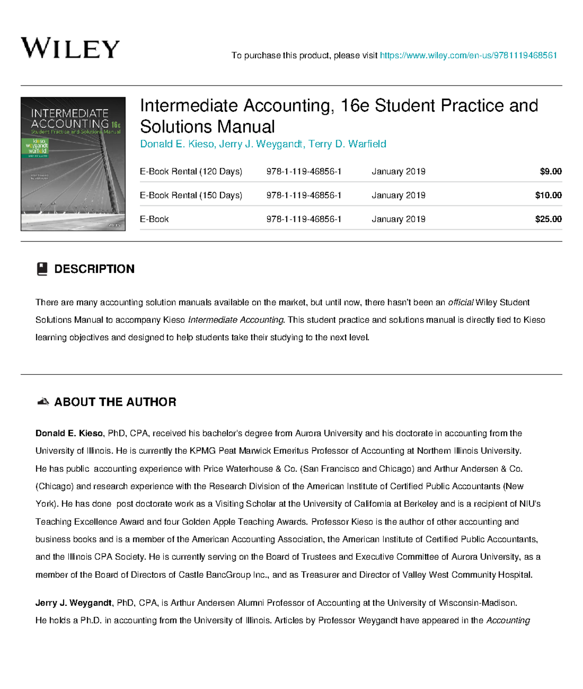 Wiley Intermediate Accounting 16e: Student Practice & Solutions Manual ...