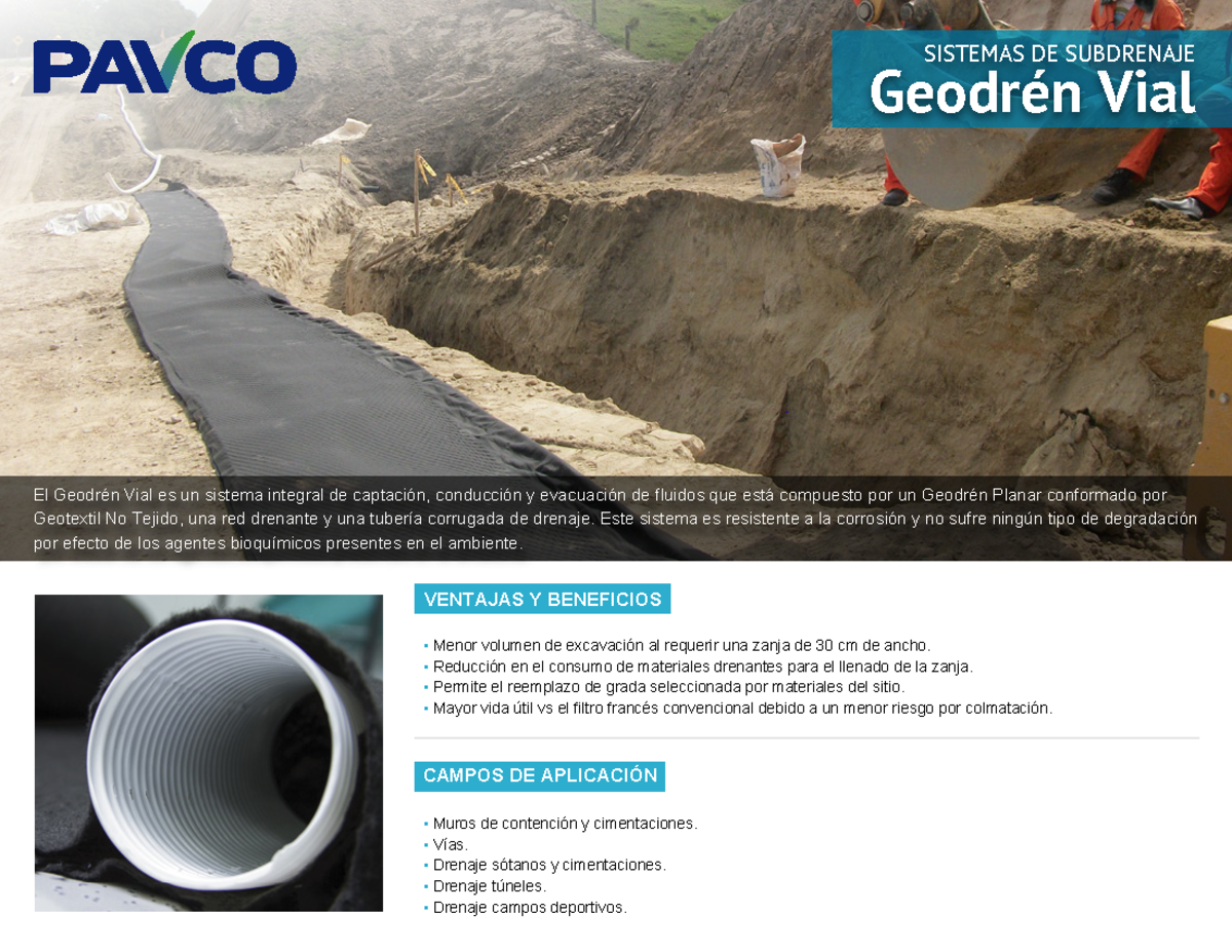 Geodrén Vial: Sistemas de Subdrenaje y Ventajas de Aplicación - Studocu