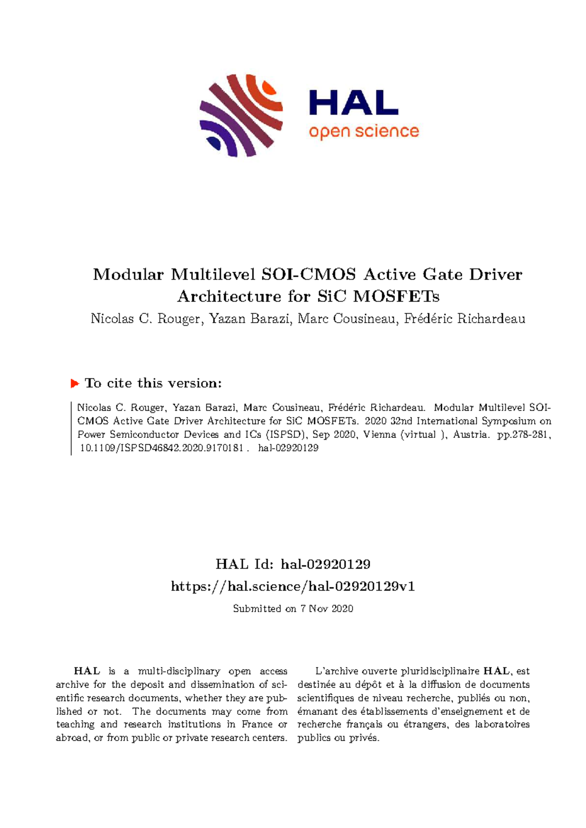 Modular Multilevel Active Gate Driver for SiC MOSFETs - ISPSD 2020 ...
