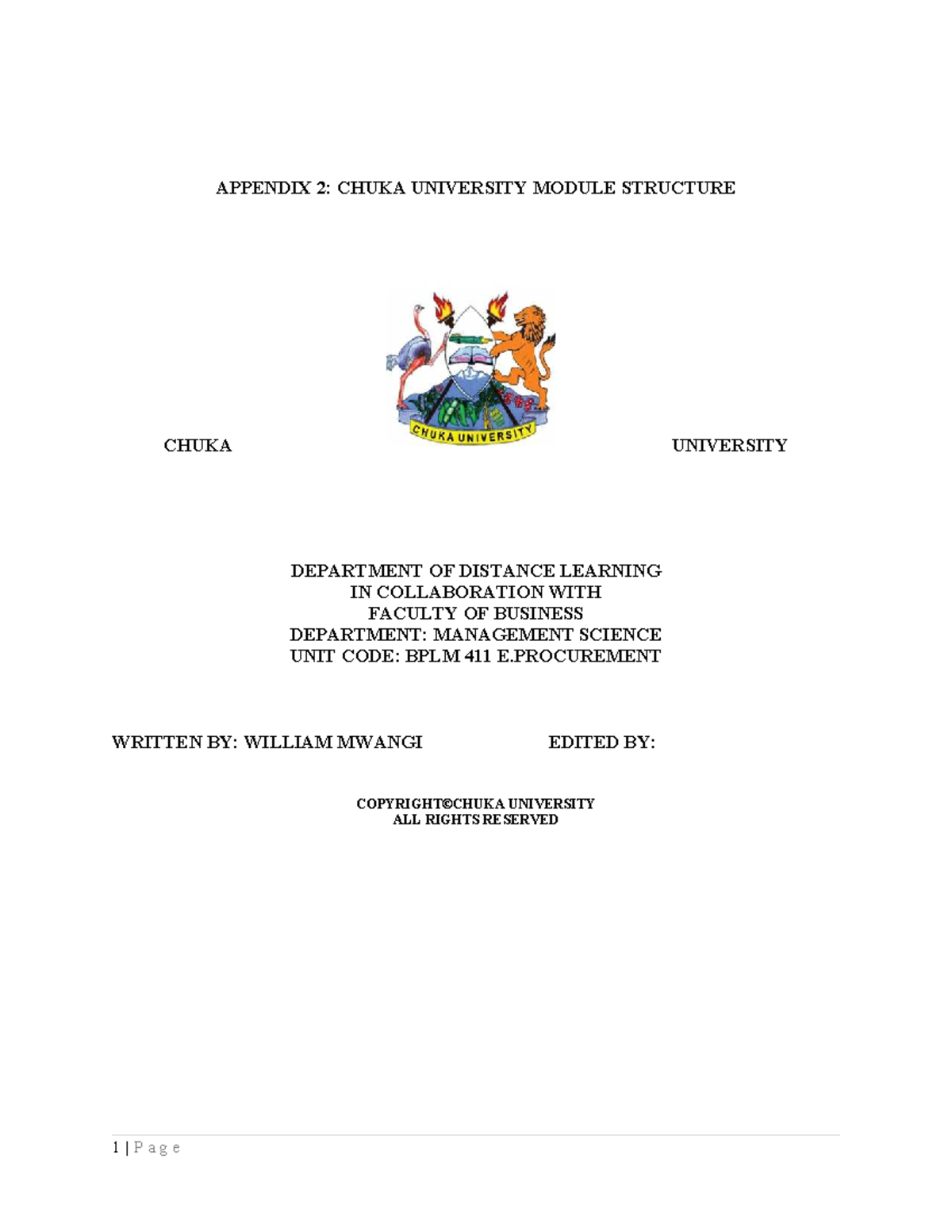 BPLM 411: E-Procurement Course Module Overview and Implementation Guide ...