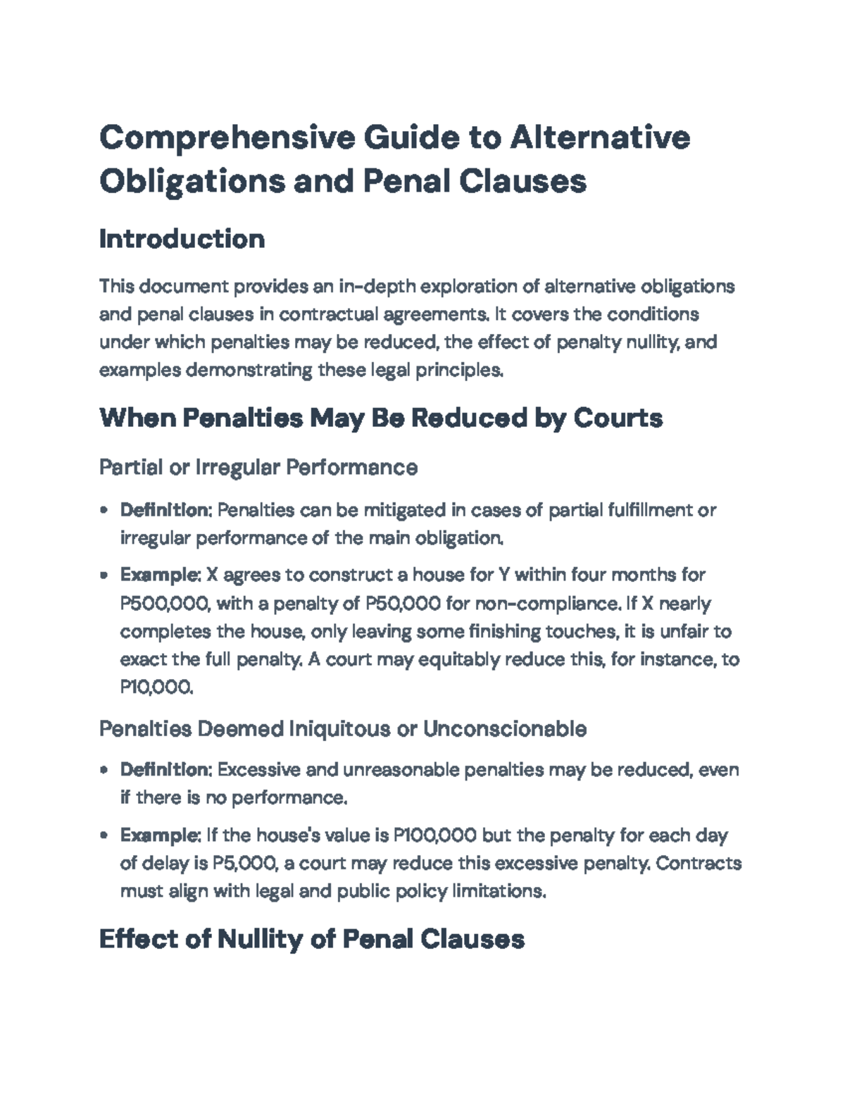 Comprehensive Guide to Alternative Obligations & Penal Clauses in ...