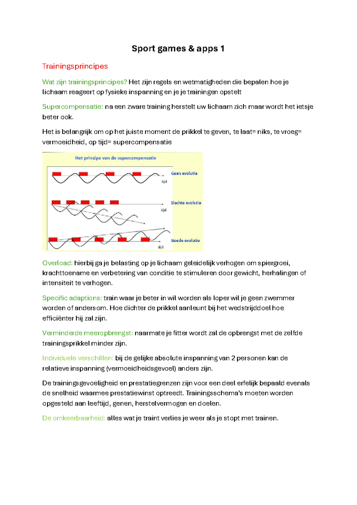 Sport Games & Apps 1: Trainingsprincipes en Core Stabiliteit - Studocu