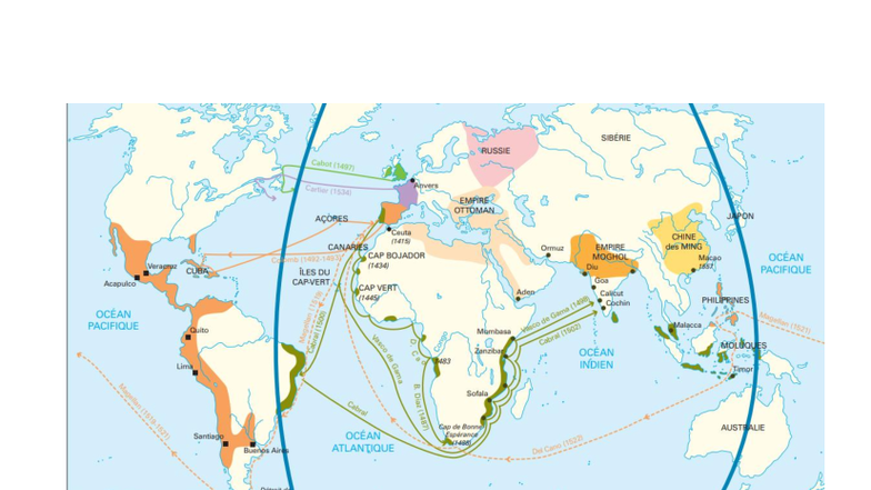 4ème - Carte des Colonisations Espagnole et Portugaise (1450-1550 ...