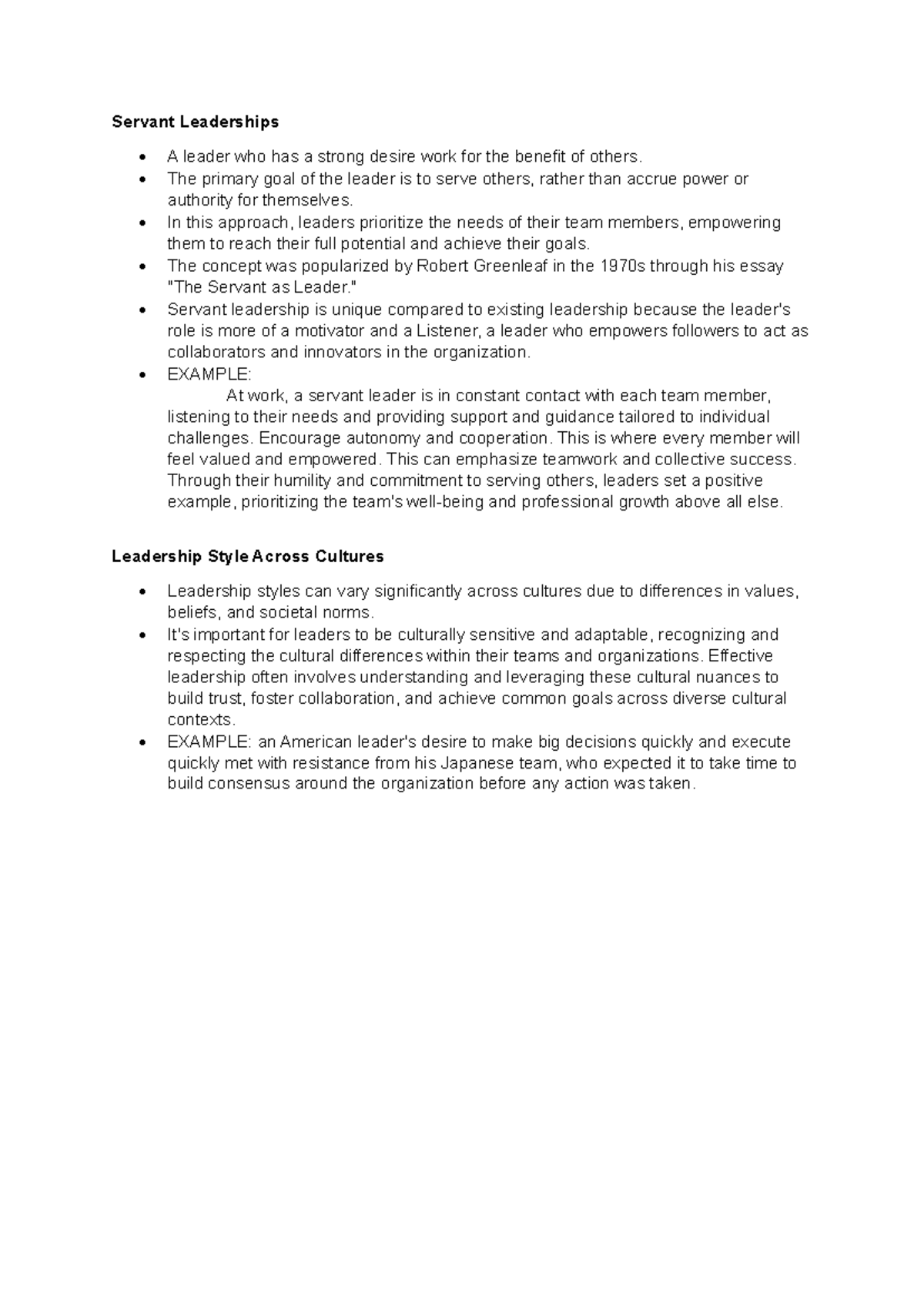 Servant Leadership: Empowering Teams for Collective Success - Studocu