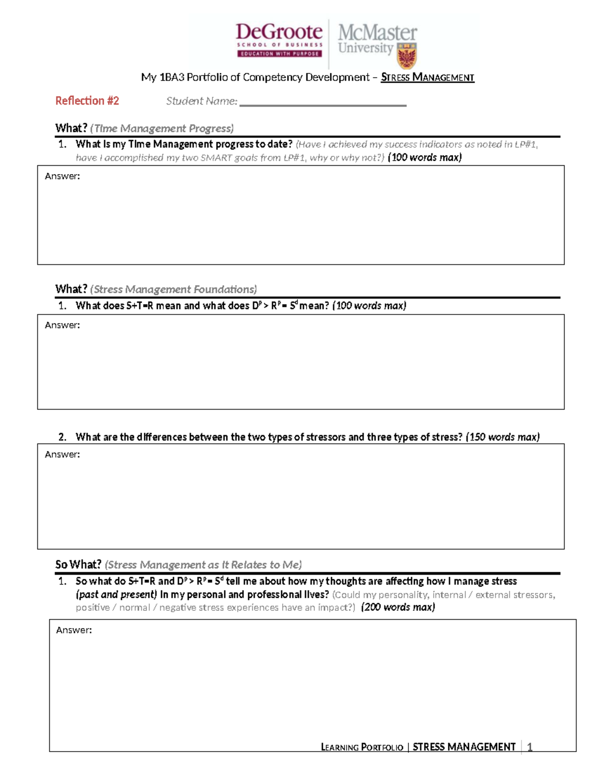 1BA3 Learning Portfolio: Reflection on Time Management & Stress ...