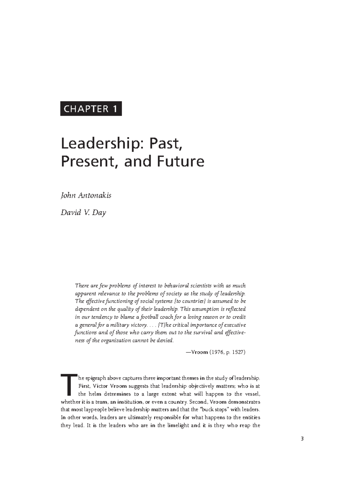 CHAPTER 1 Leadership: Past, Present, and Future - Overview and Insights ...