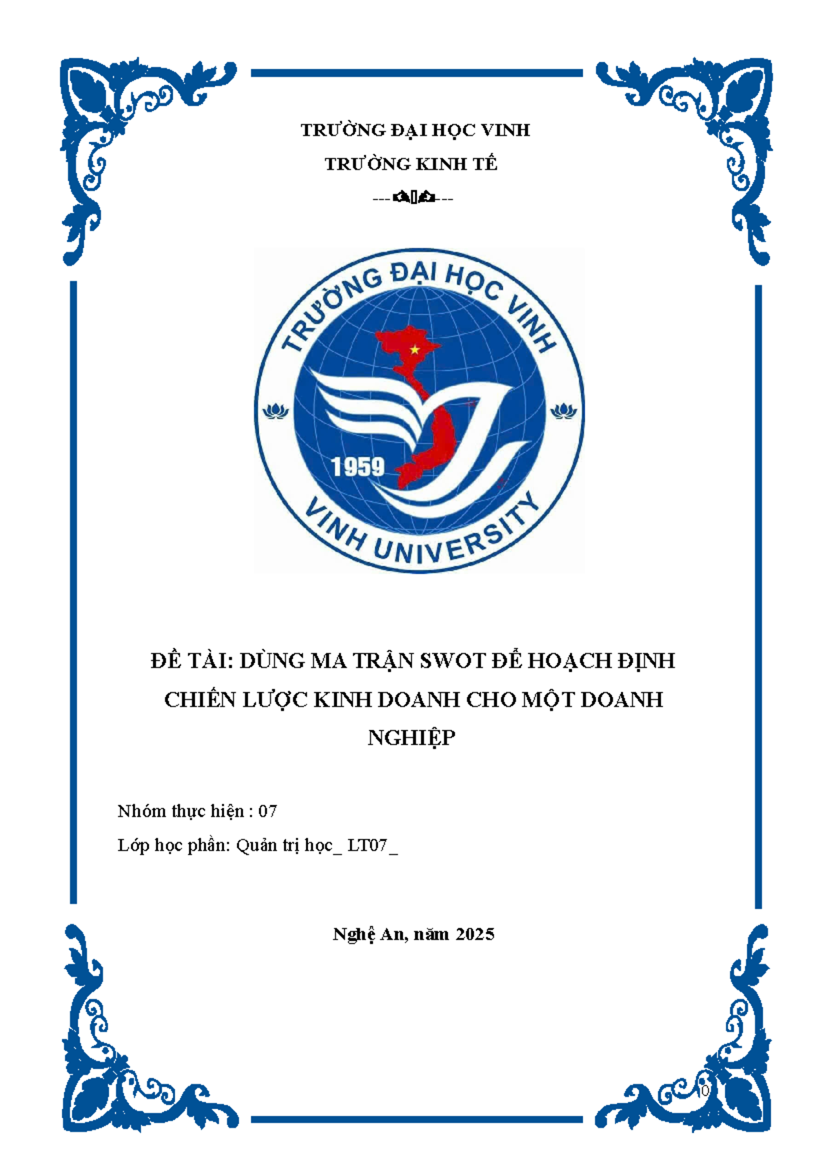 Đề tài: Phân Tích Doanh Nghiệp Qua Ma Trận SWOT - Quản Trị Học LT07 ...