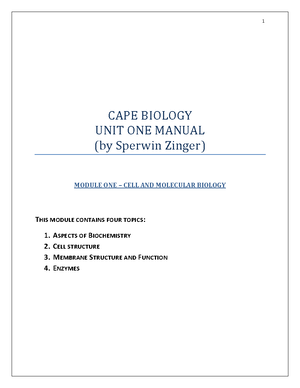 2010 CAPE Biology, Unit 1, P02 - TEST CODE 02107020 FORM TP 2010140 MAY ...