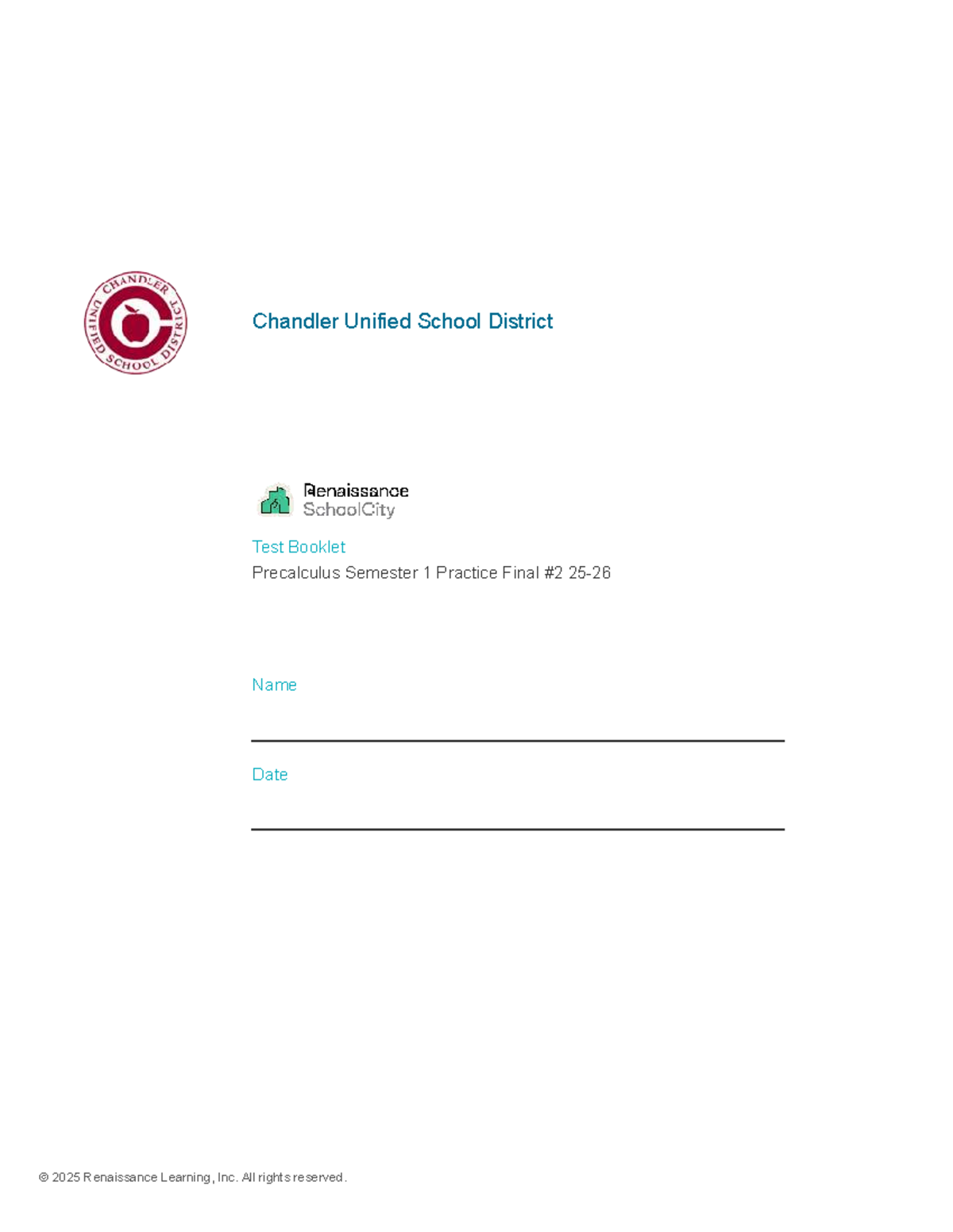 Precalculus (MATH 101) Semester 1 Practice Final Exam 2025 - Studocu