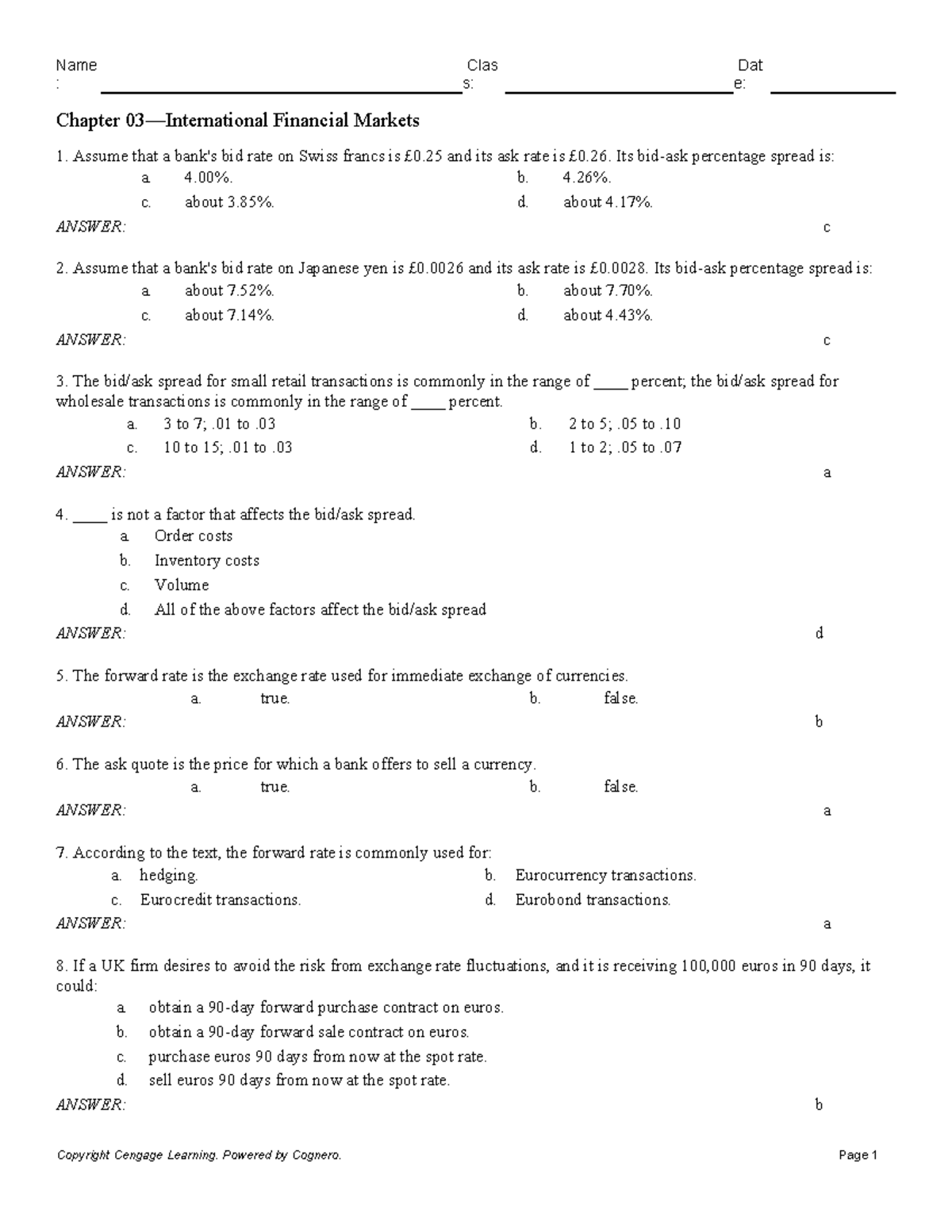 Chapter 03: Key Concepts in International Financial Markets - Studocu