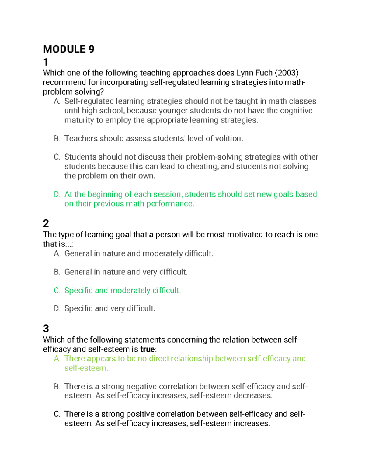 Check Your Knowledge: Teaching Strategies & Assessment (Modules 9-12 ...