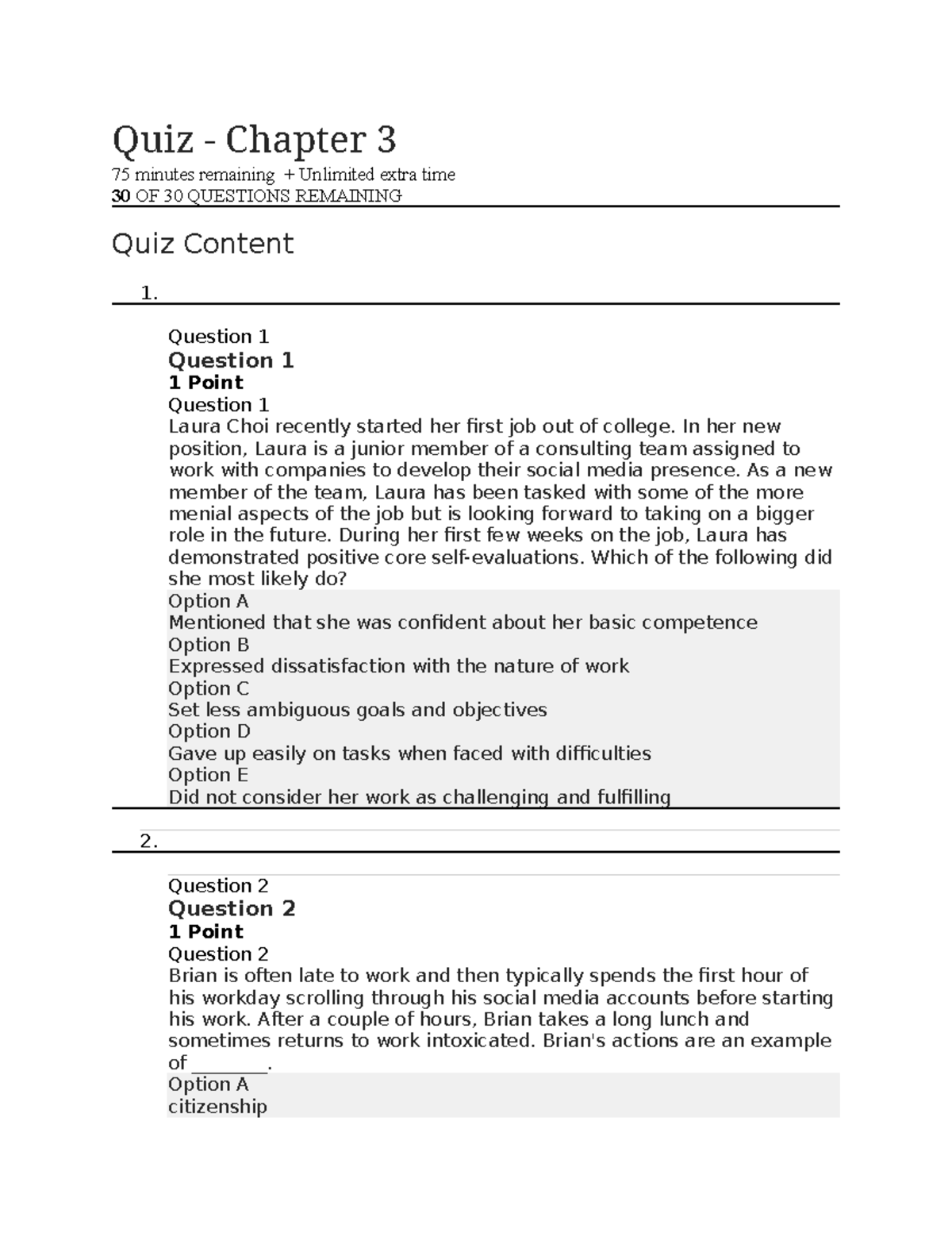 OB Quiz 3: Chapter 3 - MGT 331 Insights and Questions - Studocu