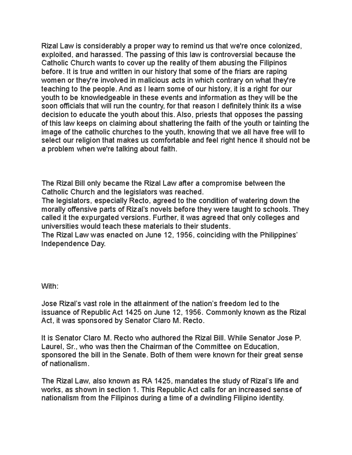 Rizal Law Infographic Homework: Understanding RA 1425 and Its Impact ...
