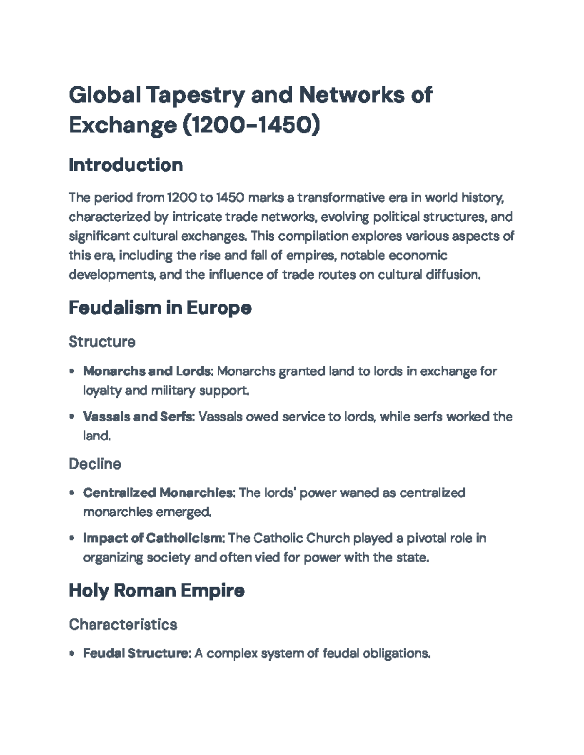 Global Tapestry and Trade Networks: Examining (1200-1450) Developments ...