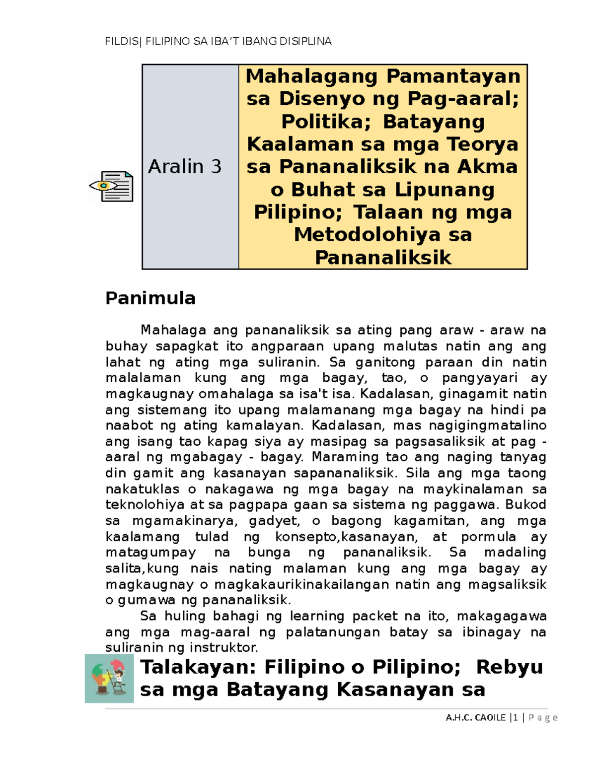 Aralin 3: Mahalaga at Batayang Kaalaman sa Pananaliksik na Filipino ...