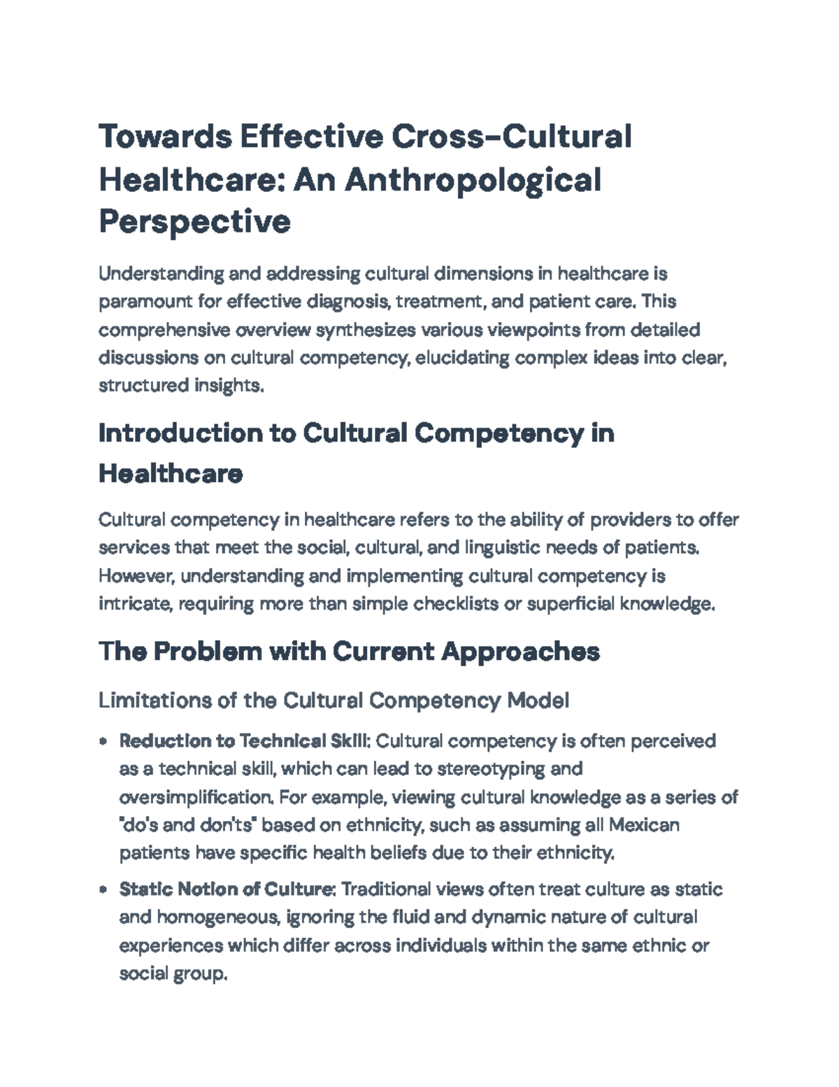 Cultural Competency in Healthcare: An Ethnographic Approach - Towards ...