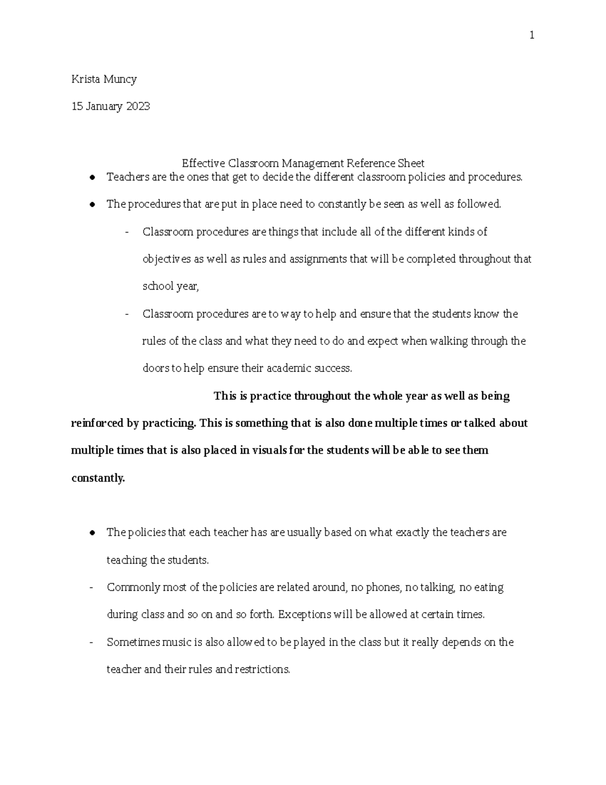 Effective Classroom Management Strategies Reference Guide - Studocu