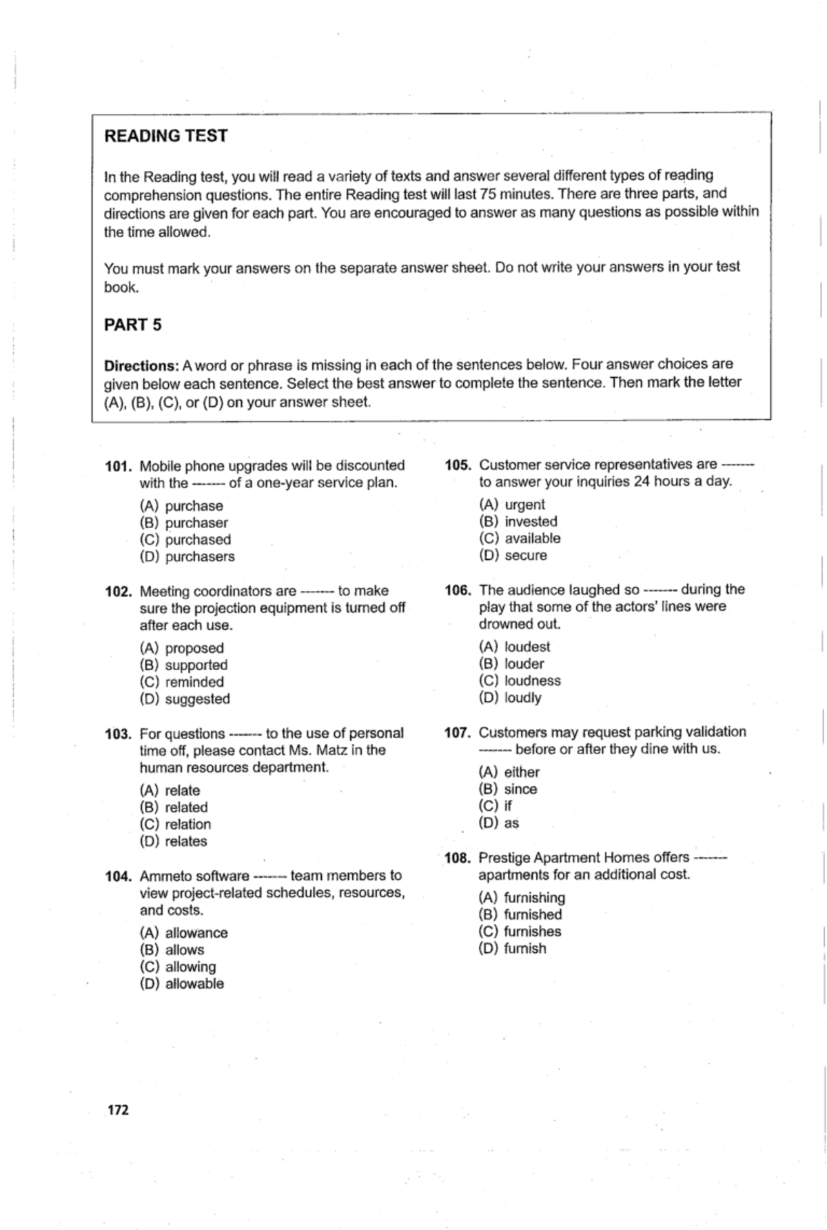 Diagnostic Reading Test OL33 623: Comprehension & Answer Strategies ...