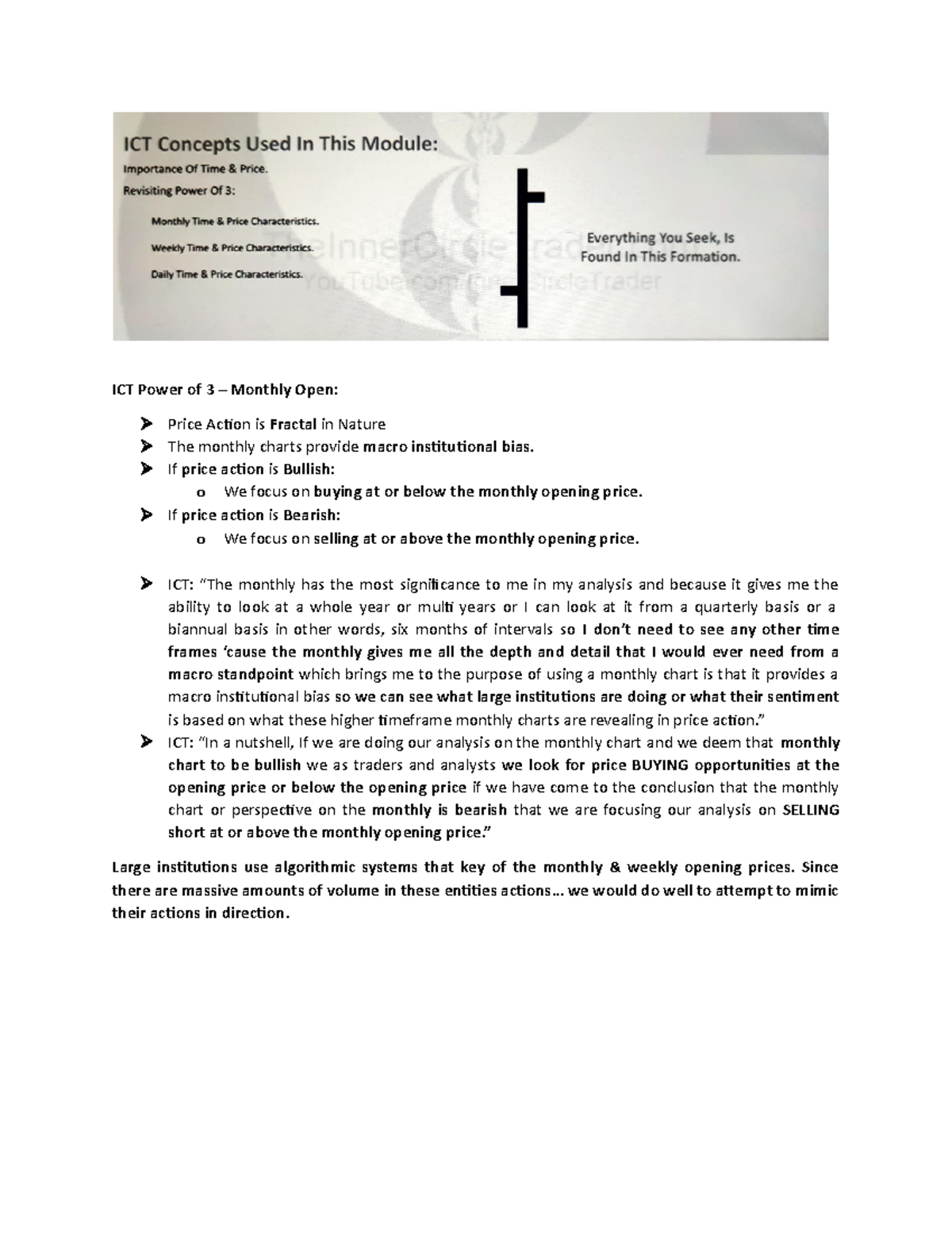 109 ICT Time & Price Theory: Understanding Monthly Chart Analysis - Studocu