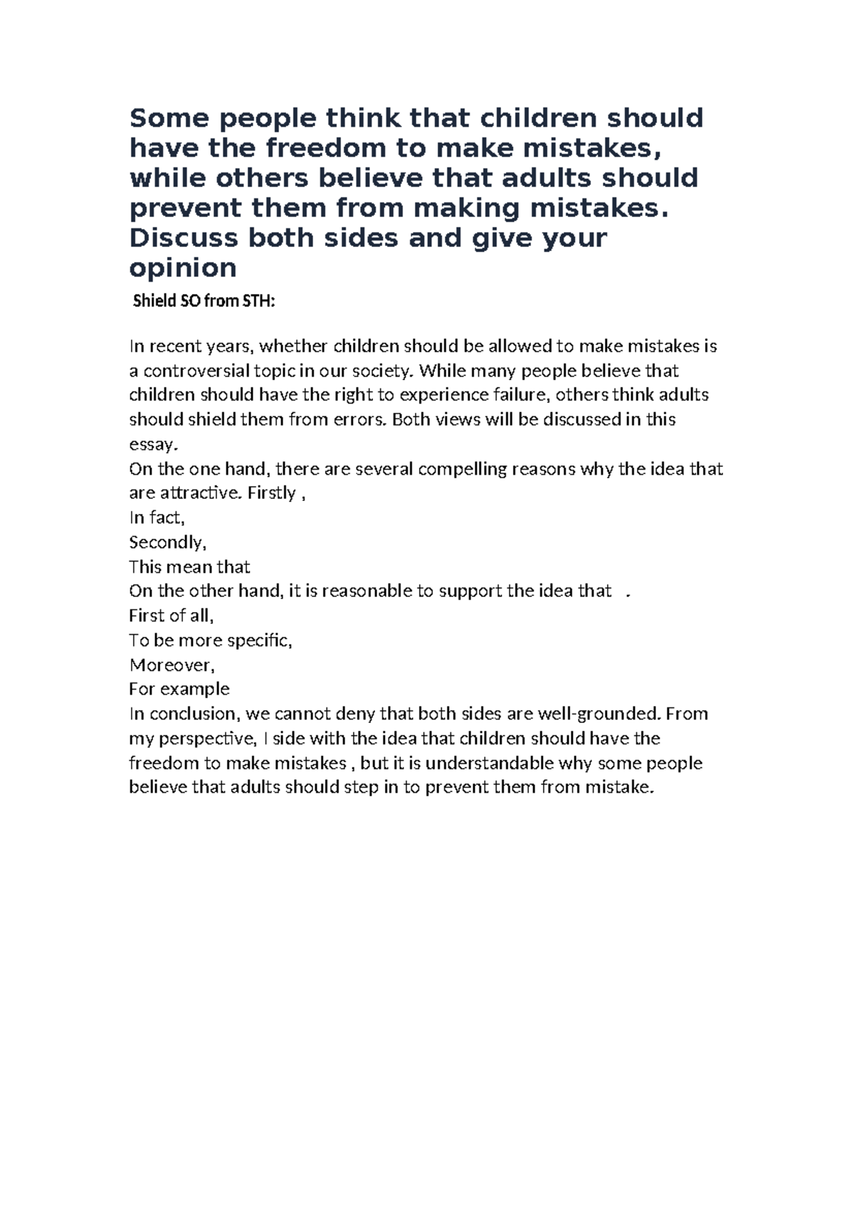 Discussing Views on Children's Freedom to Make Mistakes - MMLLLLLLLLLL ...