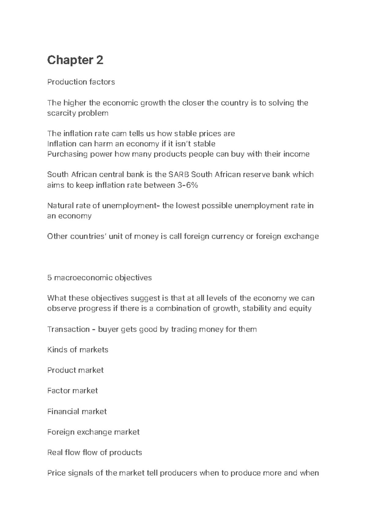 Chapter 2 Economics Revision Notes for Test Preparation - Studocu