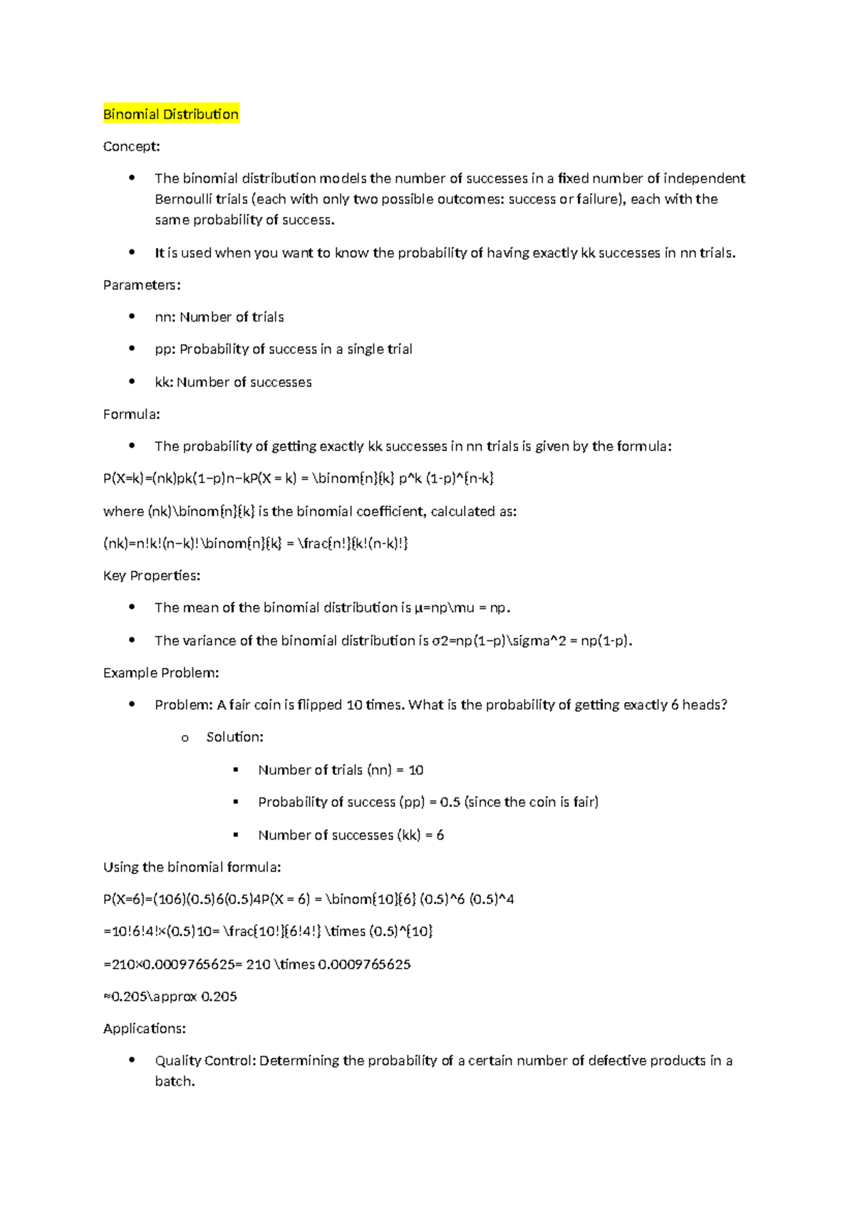 Unit 3: Binomial & Poisson Distributions - RM Notes - Studocu