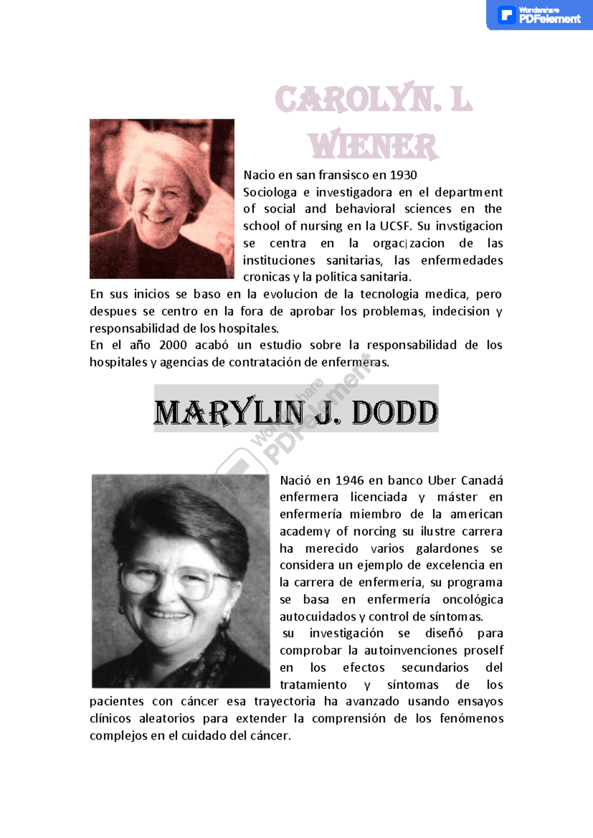 Teoría de la Trayectoria de la Enfermedad: Marilyn J. Dodd y C. Wiener ...