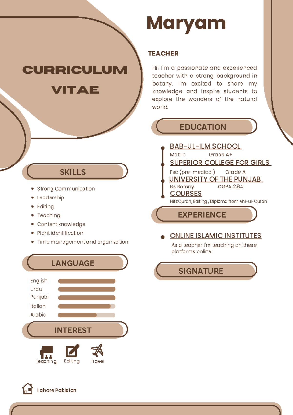 White Cream And Beige Geometric Minimalist Graphic Designer Resume ...