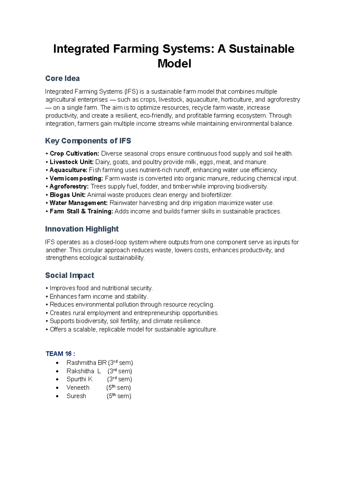 Integrated Farming Systems: A Sustainable Model Overview (IFS) - Studocu