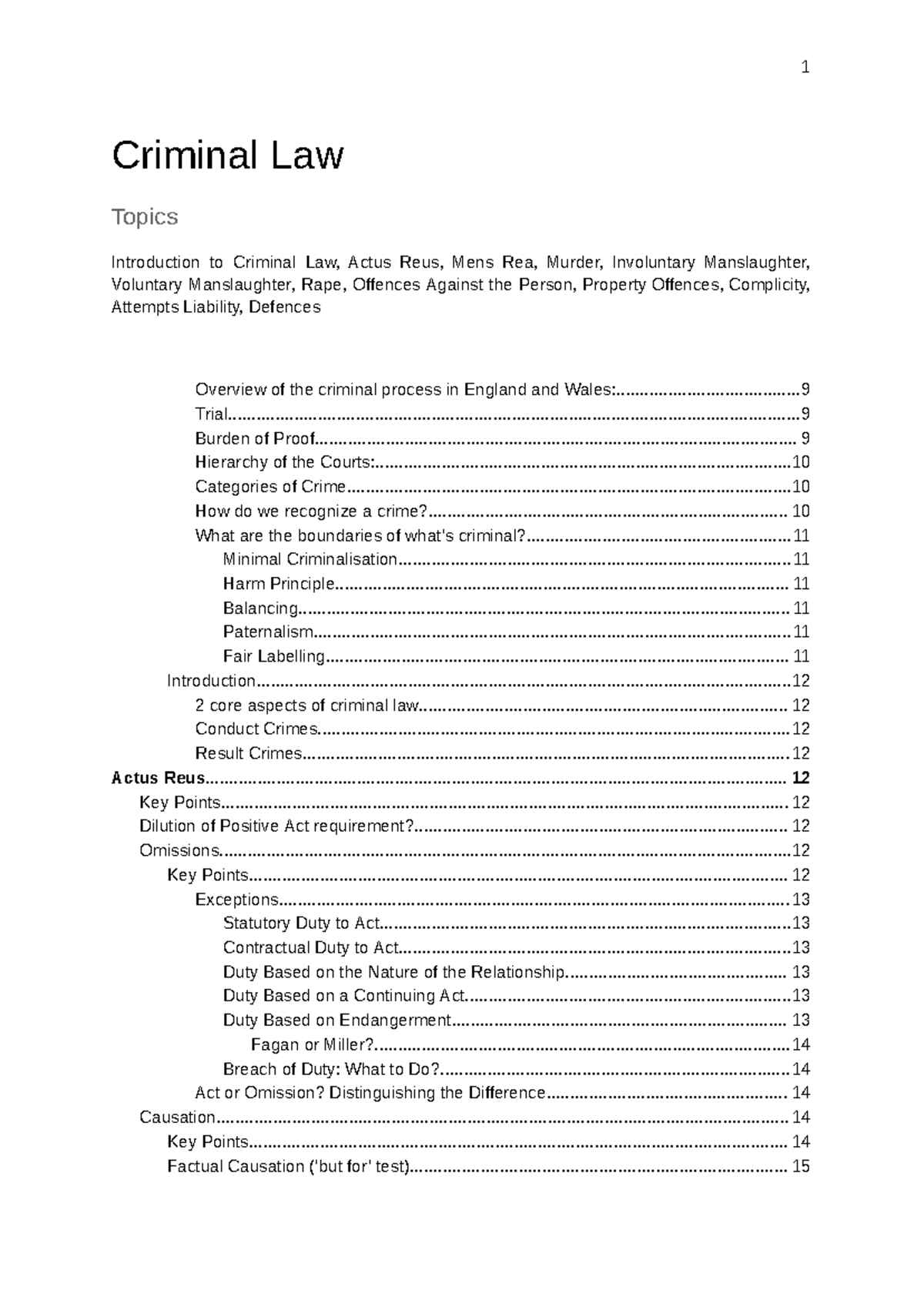 Criminal Law A-Level Notes: Comprehensive Study Guide - Studocu