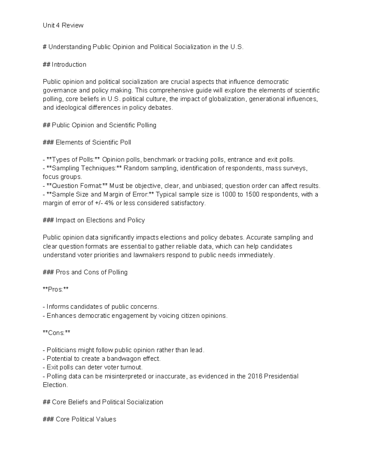 # Unit 4 Review: Public Opinion & Political Socialization Insights ...