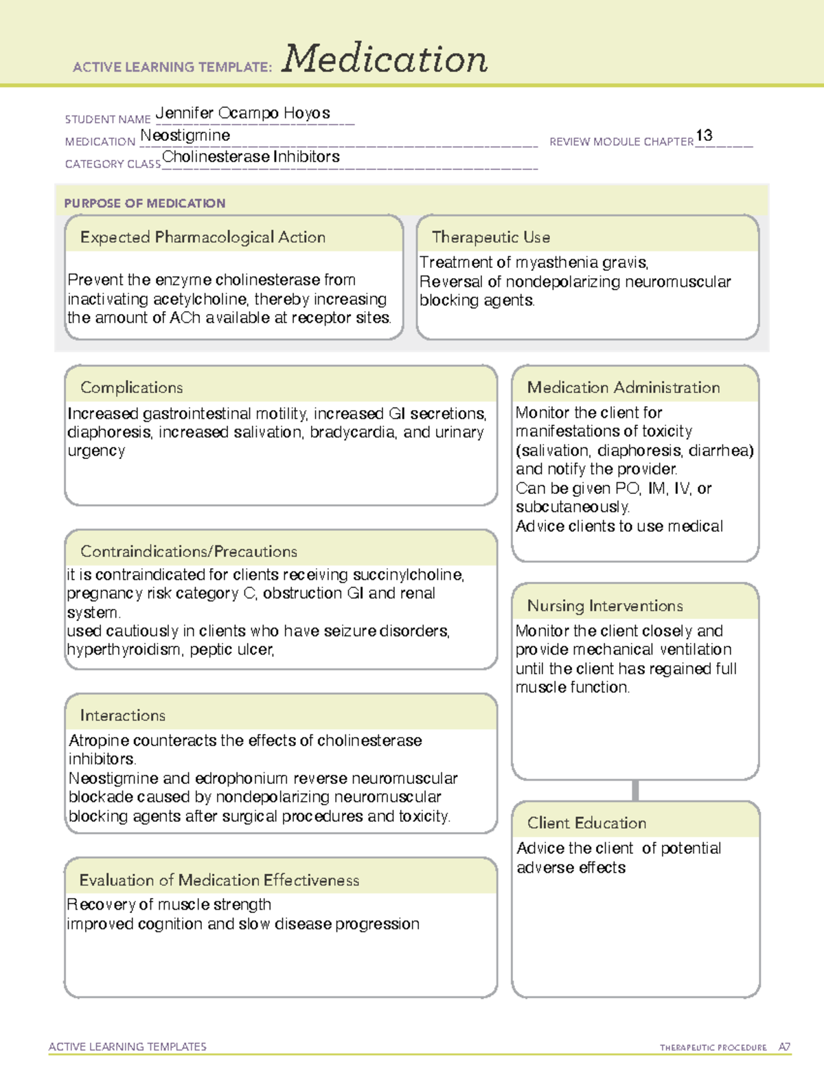 Neostigmine: Active Learning Template for ATI Therapeutic Procedures ...