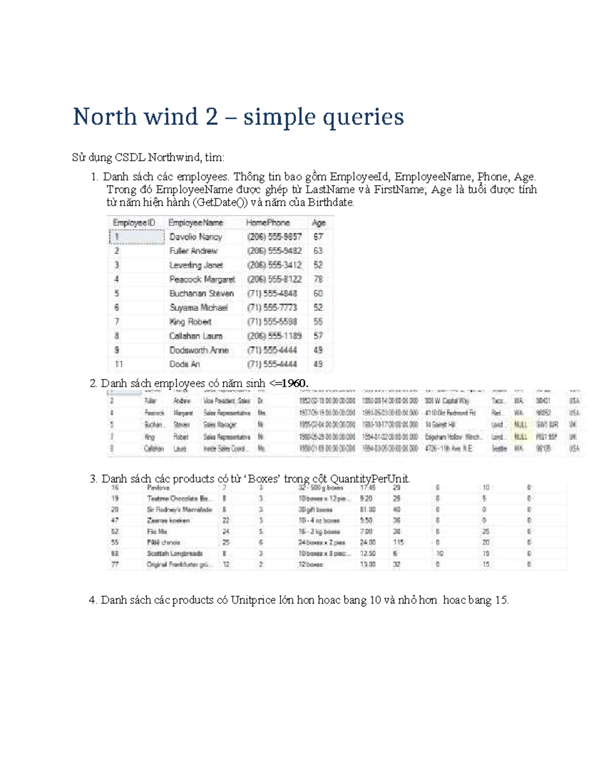 Northwind 2: Simple Queries in Vietnamese for Database Analysis - Studocu
