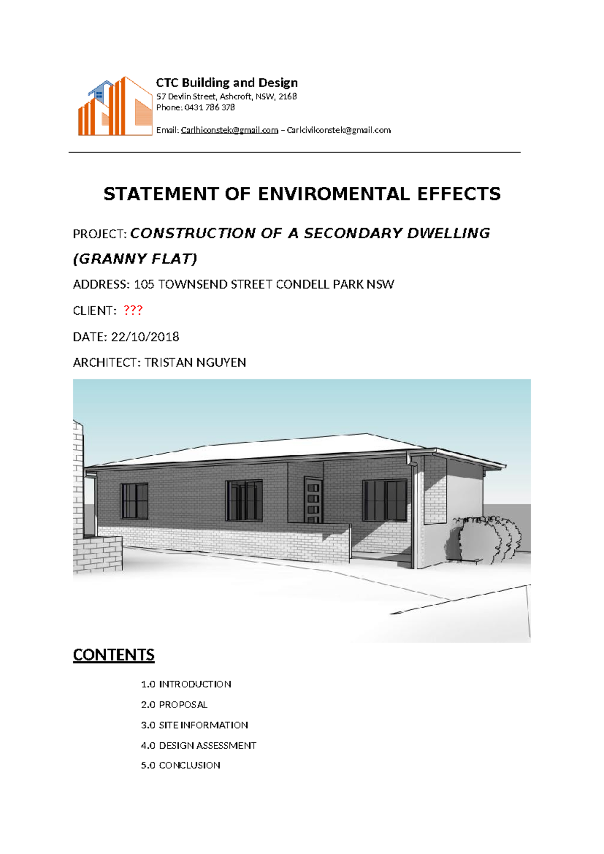 Statement of Environmental Effects for Granny Flat Development - Studocu