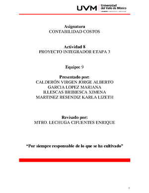 Costos act 1 - MAPA CONCEPTUAL - Marco Conceptual de los Costos Definición de Costos Importancia ...