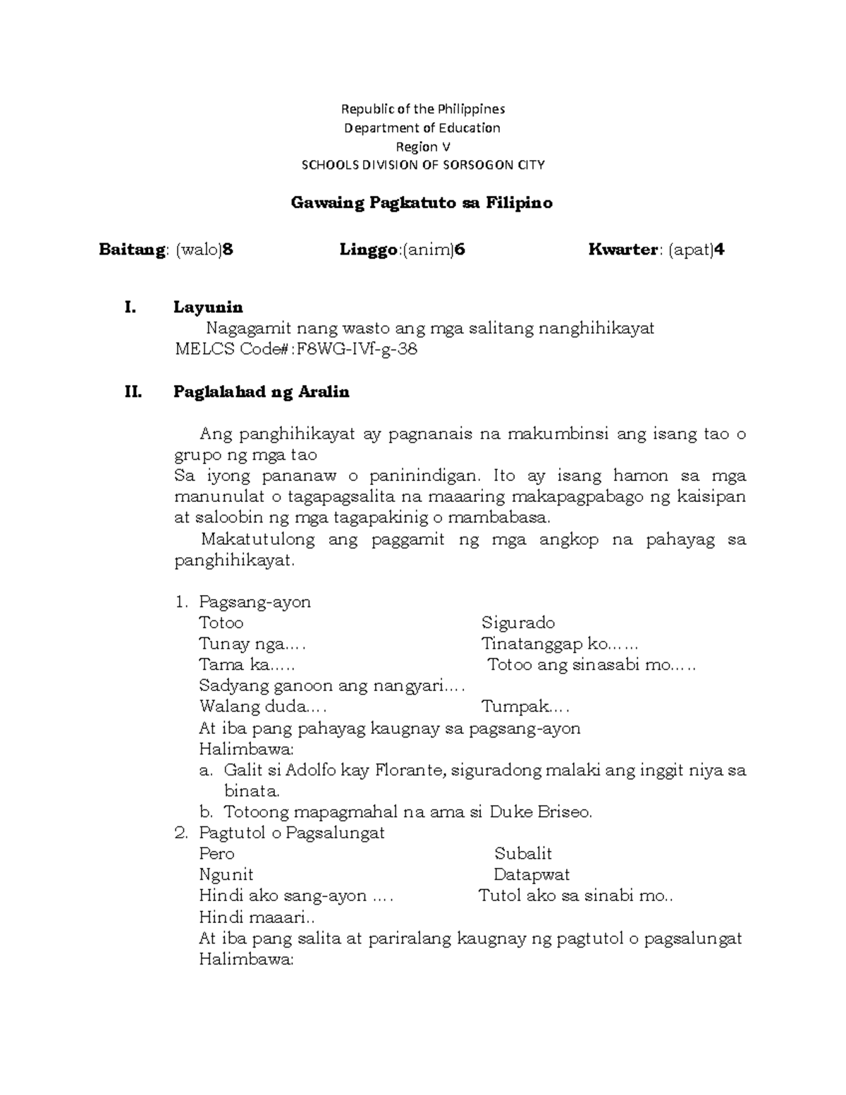 F8-Q4-LAS6 - Practice materials - Republic of the Philippines ...