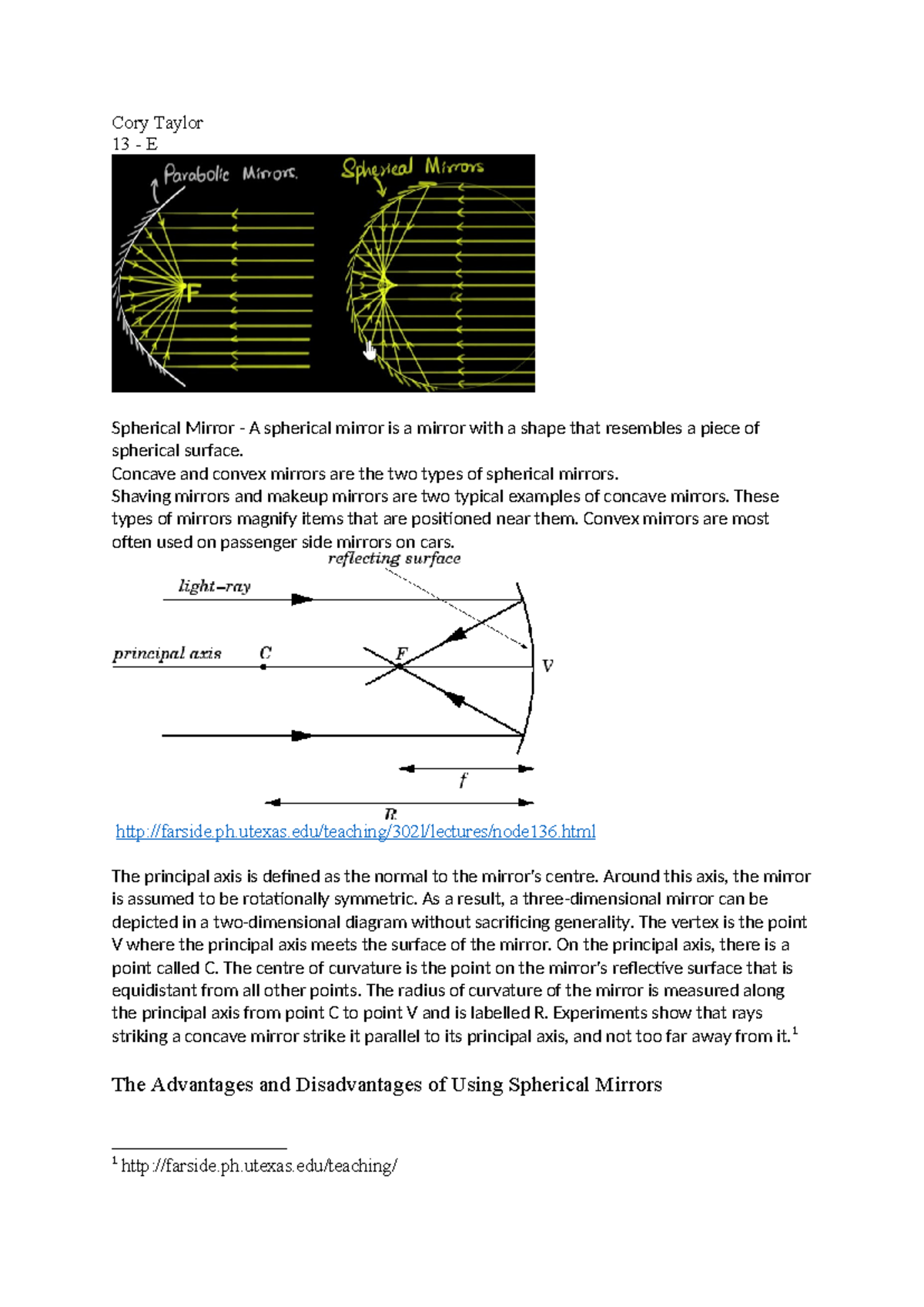 Applied Physics: Understanding Spherical and Parabolic Mirrors - Studocu