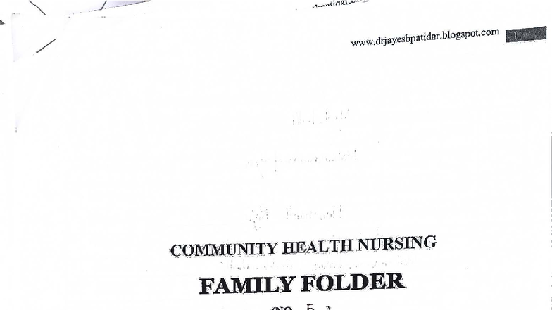 COMMUNITY HEALTH NURSING FAMILY FOLDER (C.H.N. 5) - PROFILE DATA - Studocu