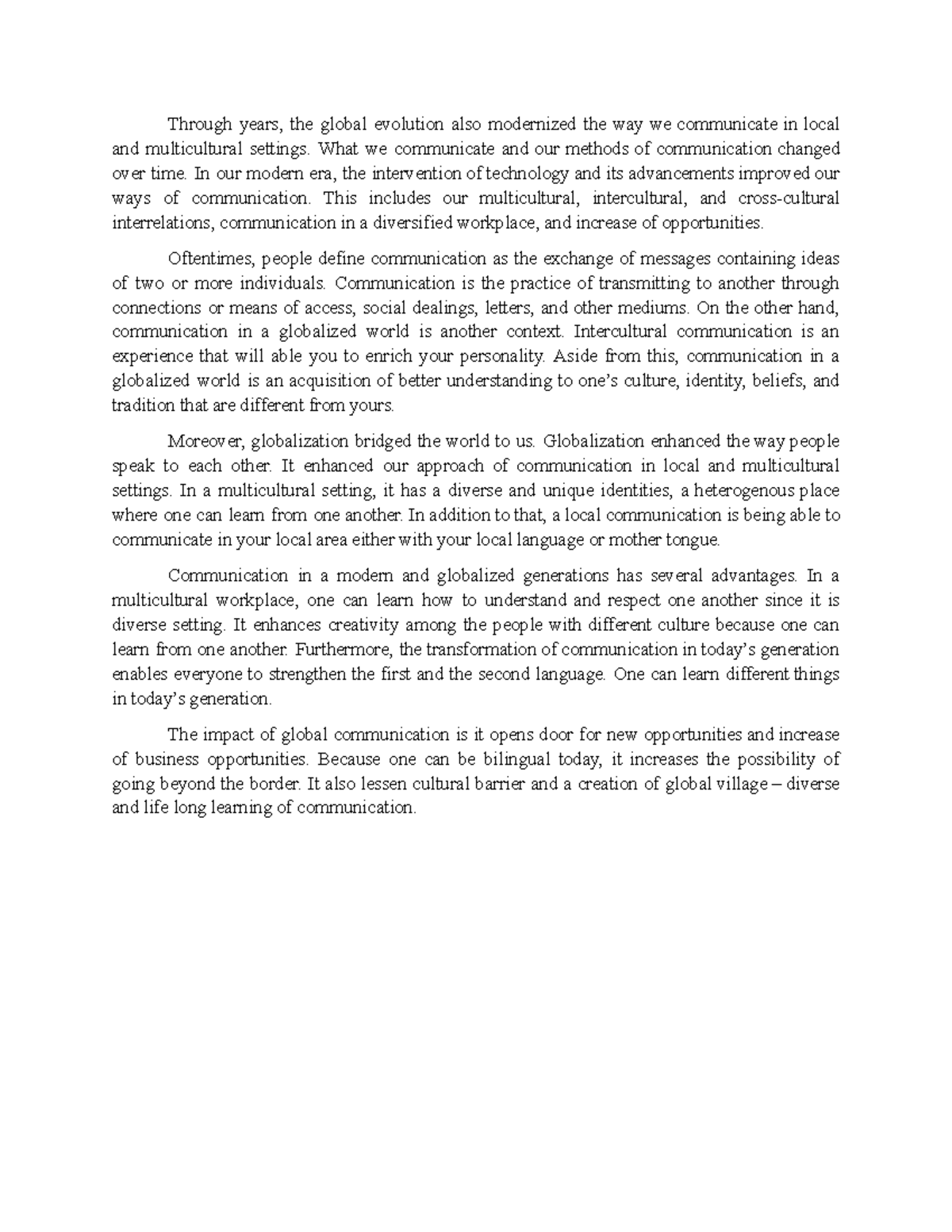 Globalization narrative-TCW - Through years, the global evolution also ...