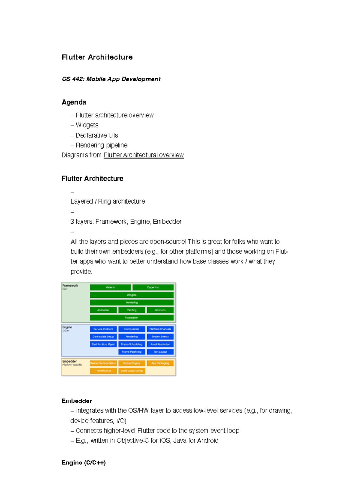 Flutter Architecture Overview: CS 442 Mobile App Development Insights - Studocu