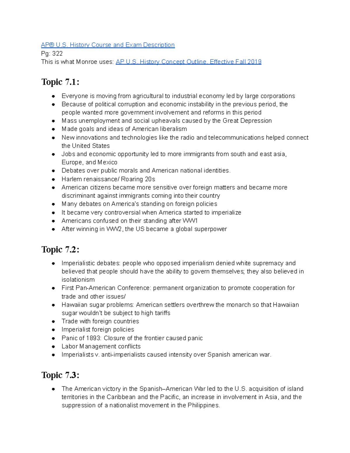 AP U.S. History Unit 7 Brain Dump: Key Concepts and Events - Studocu