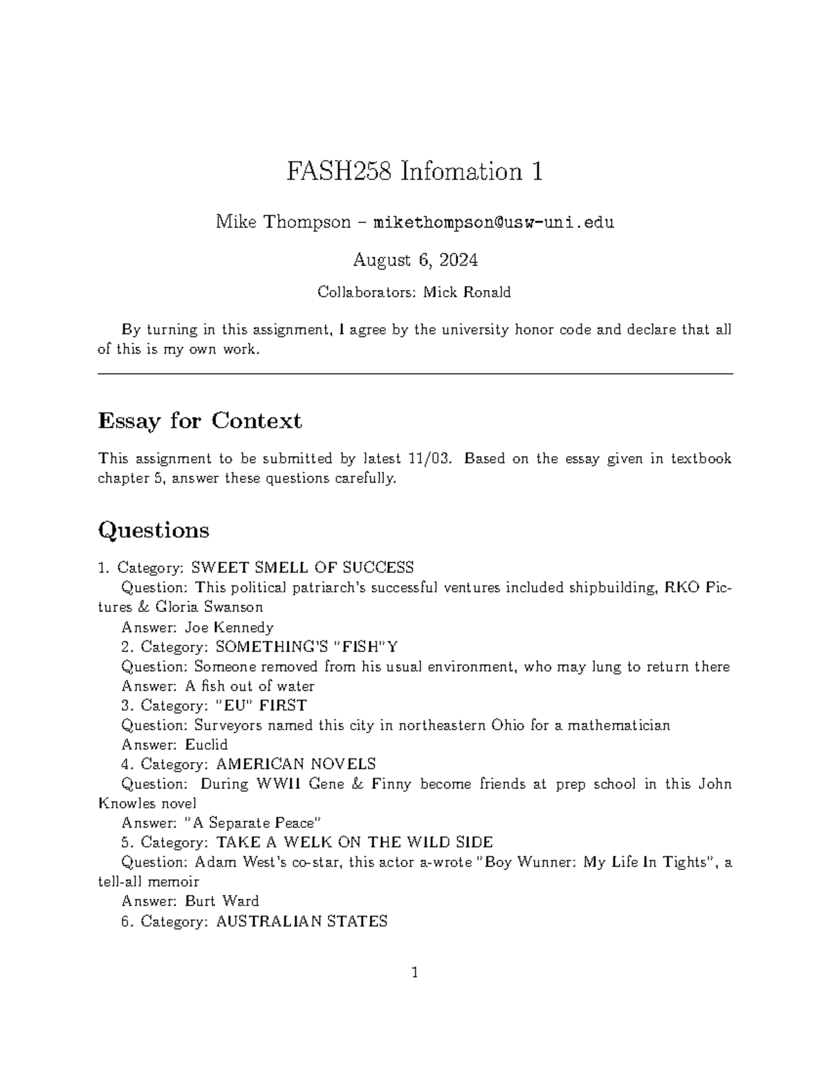 FASH258 Essay Notes: Context and Questions Overview - Studocu