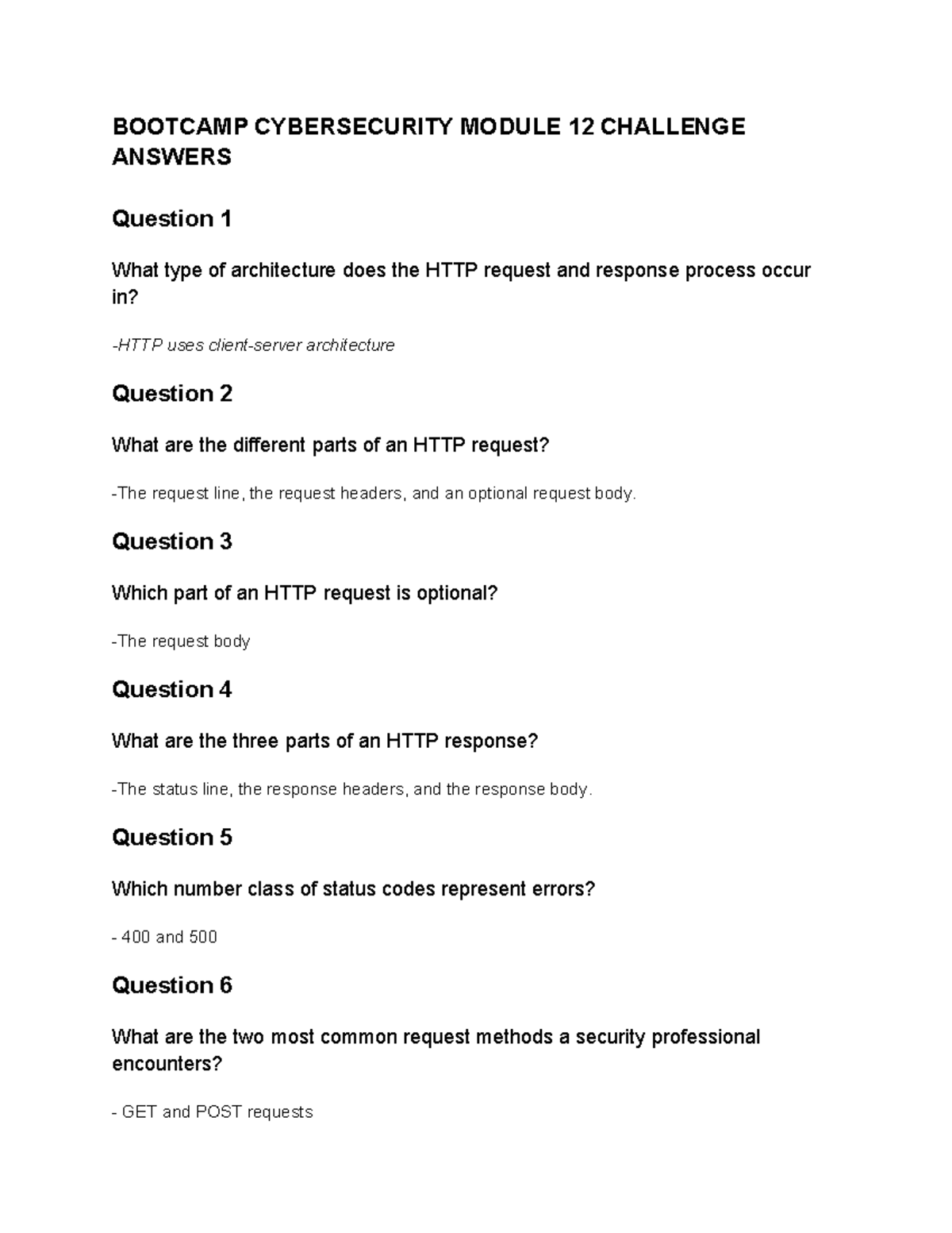 BOOTCAMP CYBERSECURITY M12 Challenge Answers & Explanations - Studocu